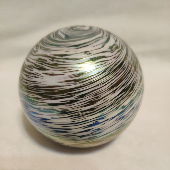 Balos Art | Art | Balos Art Glass Blue Opalescent White Swirled ...